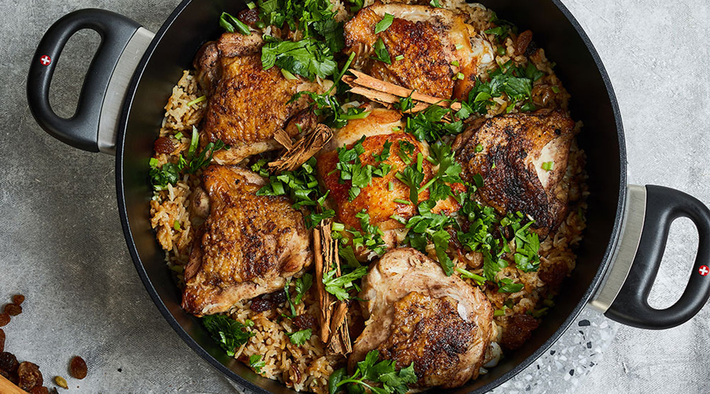 Spiced Chicken & Cardamom Rice | Swiss Diamond