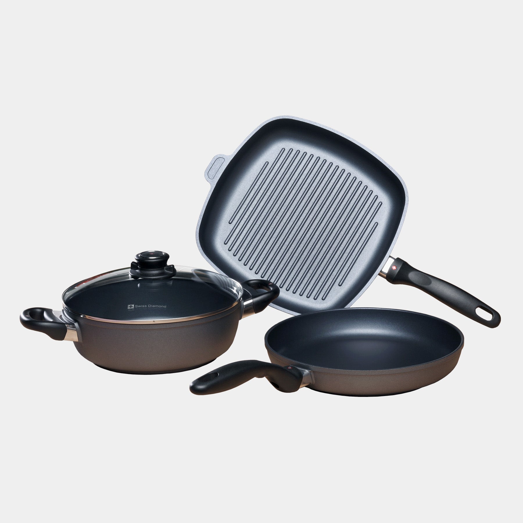 HD Nonstick 4-Piece Set - Fry Pan, Casserole & Grill Pan - Induction ...