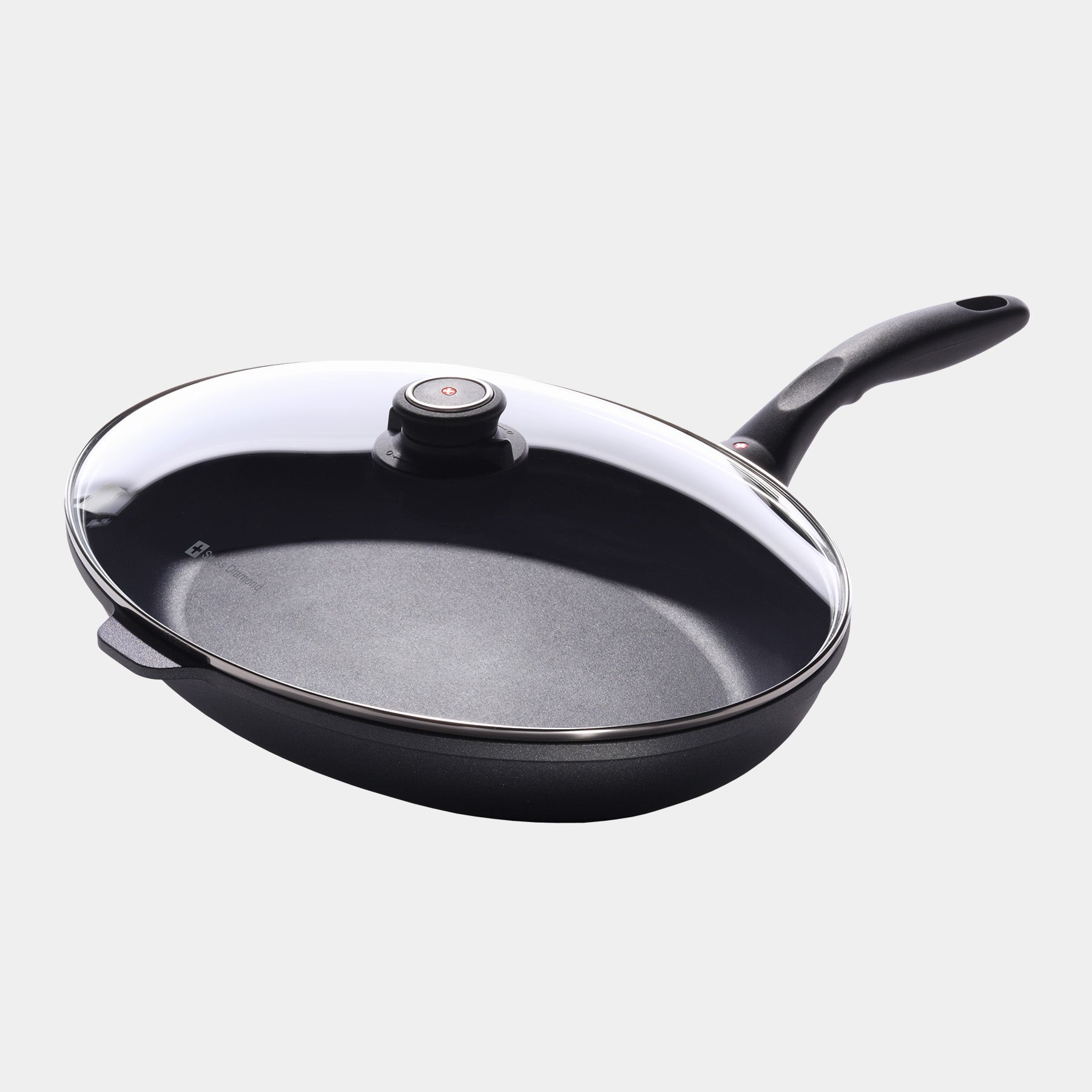 HD Nonstick Oval Fish Pan with Glass Lid | Swiss Diamond