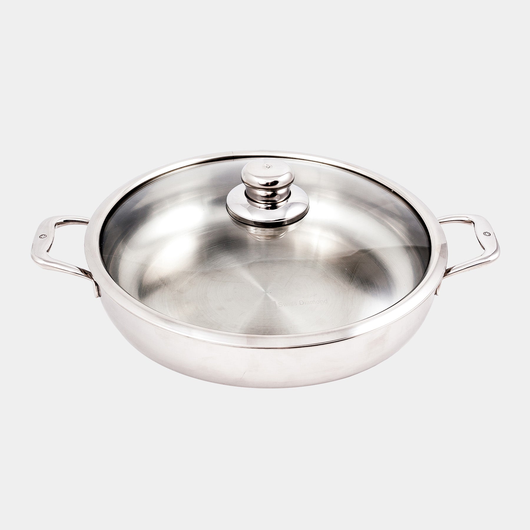 Premium Clad 5.3 qt Stainless Chef's Pan with Glass Lid - Induction ...