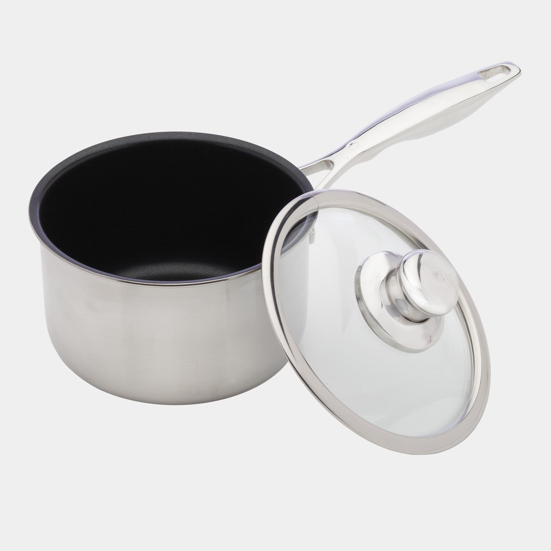 Nonstick Clad Saucepan with Glass Lid - Induction | Swiss Diamond